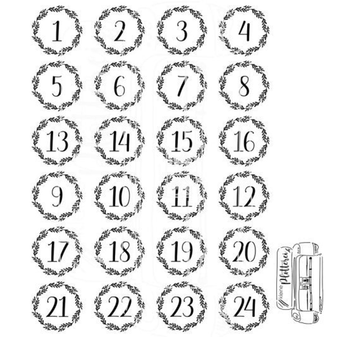 Advent Calendar Numbers 1 - Plotter File - Etsy Hong Kong