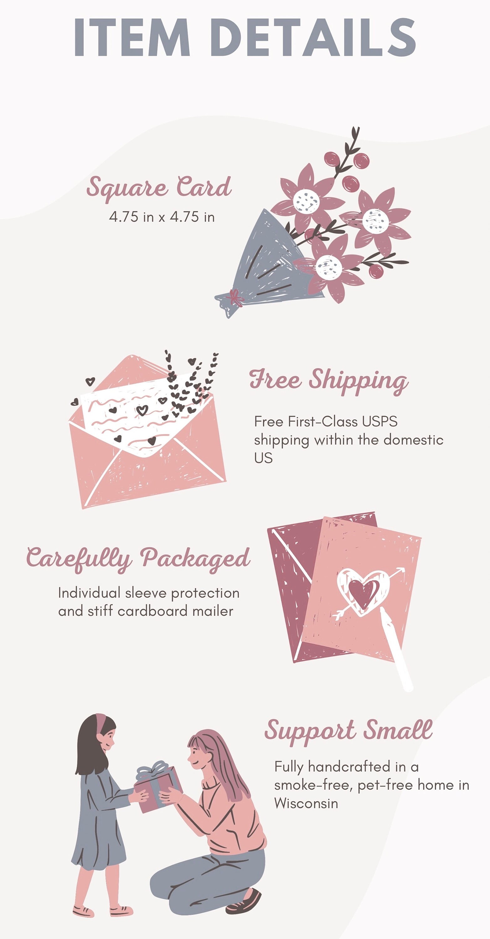 Thinking of You Greeting Card Handmade Hand Lettered All Occasion Card ...