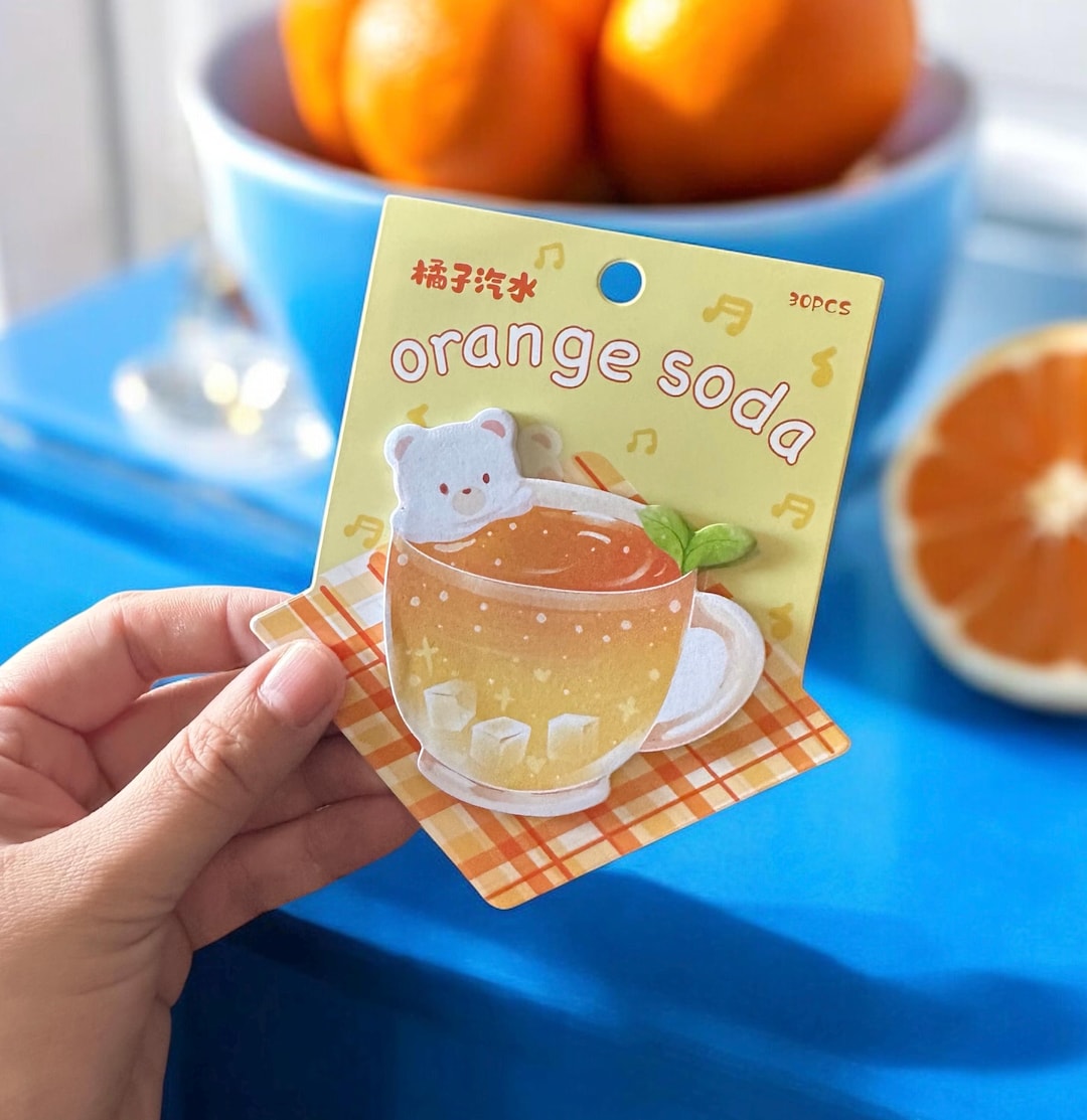 Kawaii Critters Sticky Notes: Matcha Pudding & Orange Soda Notepad - Etsy
