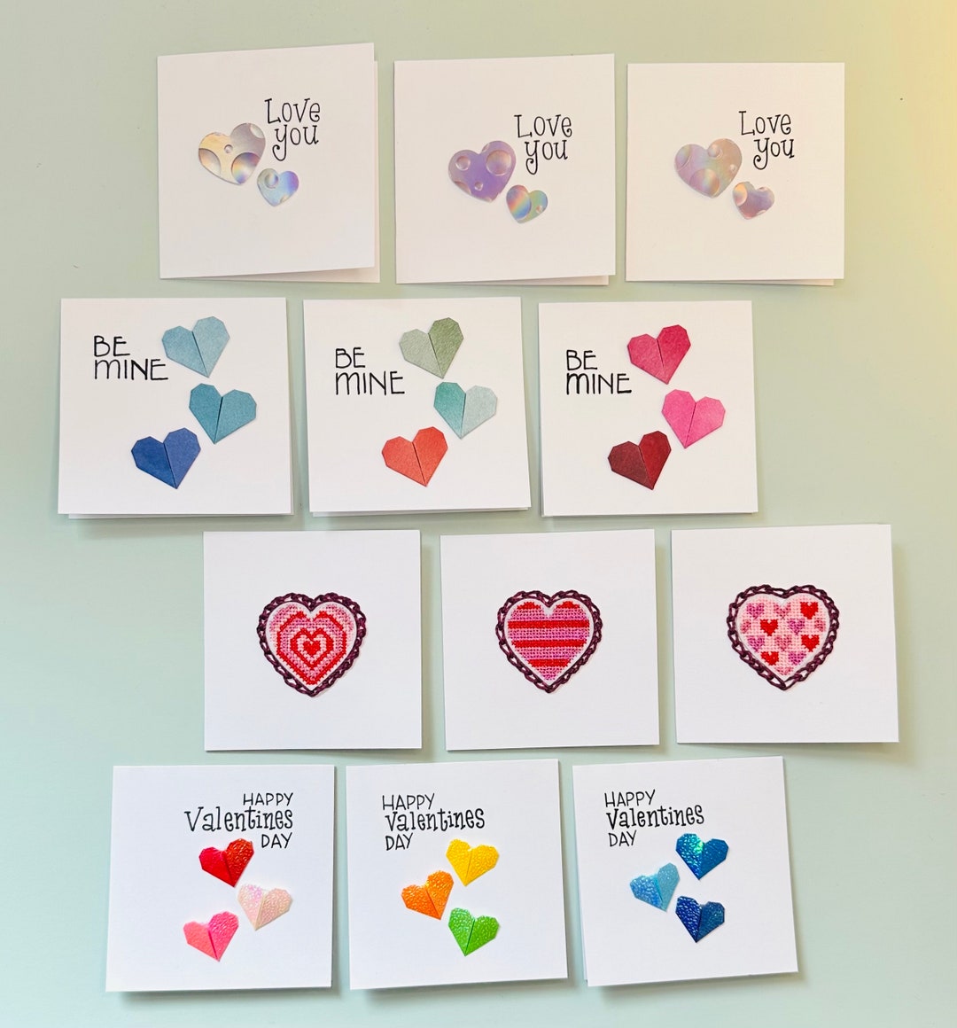 Set of 12 Mini Handmade Valentine Cards 3x3 Mini Note Cards Mini ...