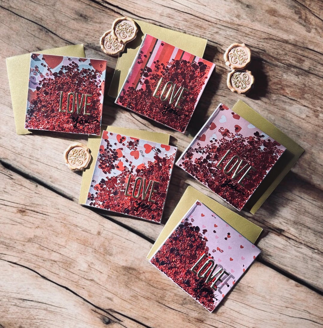 5 Mini Handmade Valentines Day Cards Mini Shaker Cards Mini Cards ...