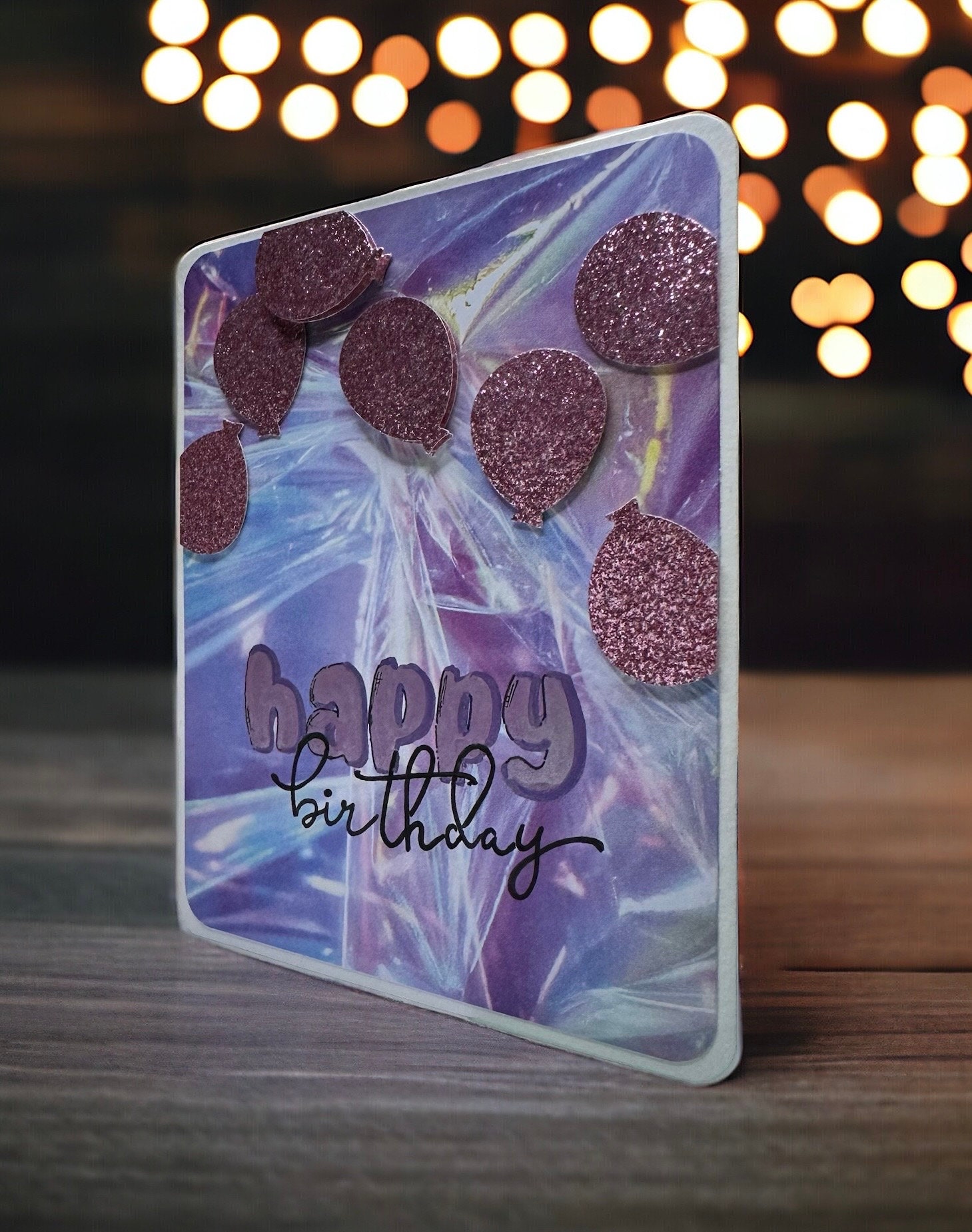 Happy Birthday Greeting Card Handmade Birthday Card Sparkle Pink ...