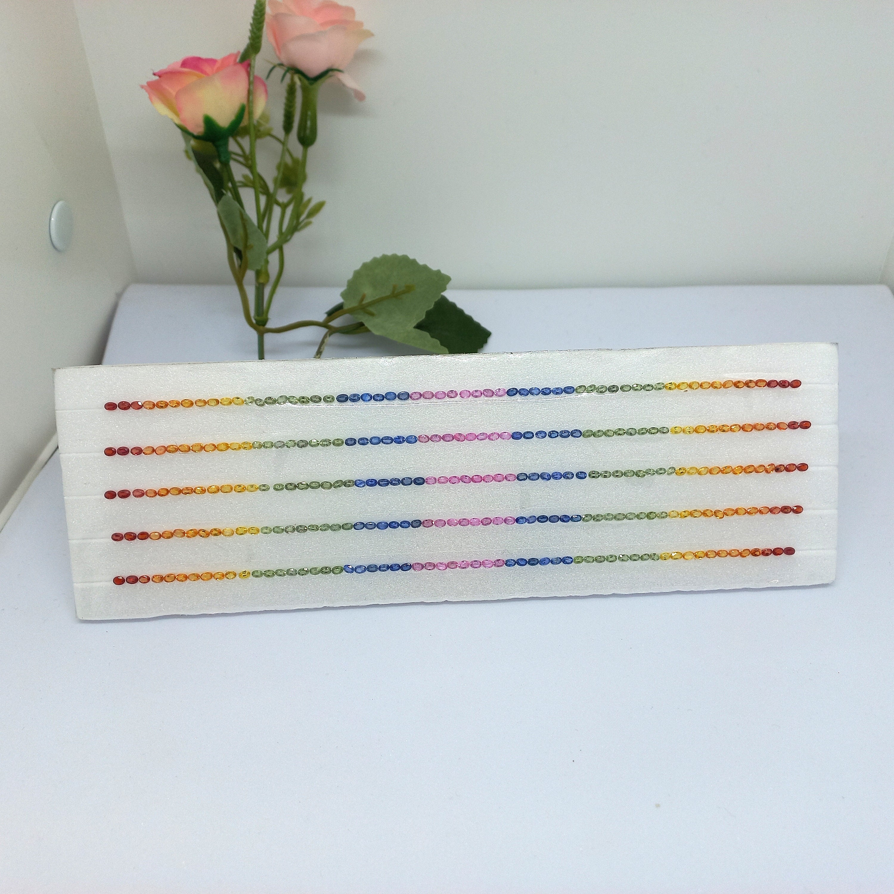 Natural Multi Sapphire Strips Oval Shape Faceted Cut Loose Gemstone ...