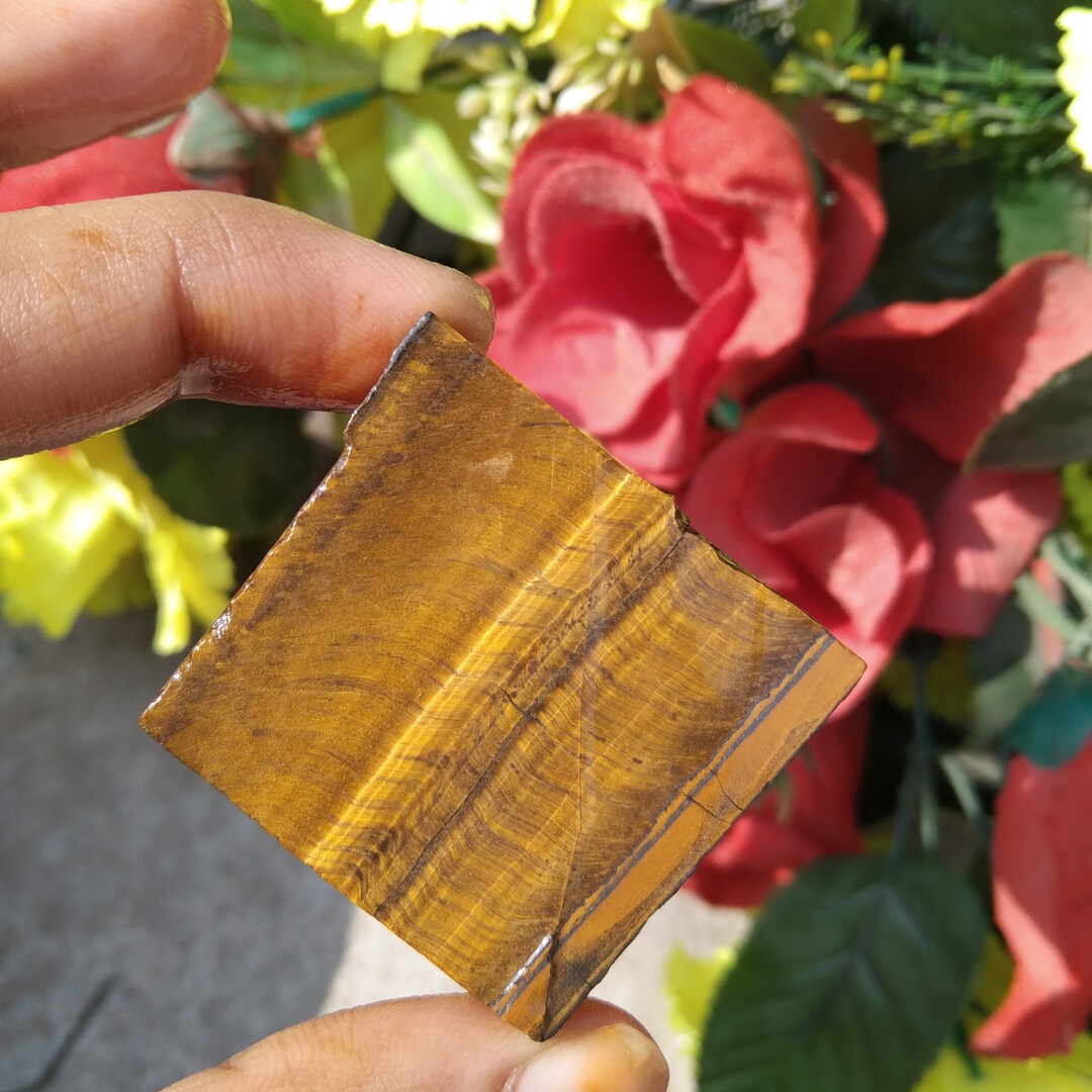 Natural Tiger's Eye Slice 130 Ct Untreated Slab Raw Rough Gemstone RO20 ...
