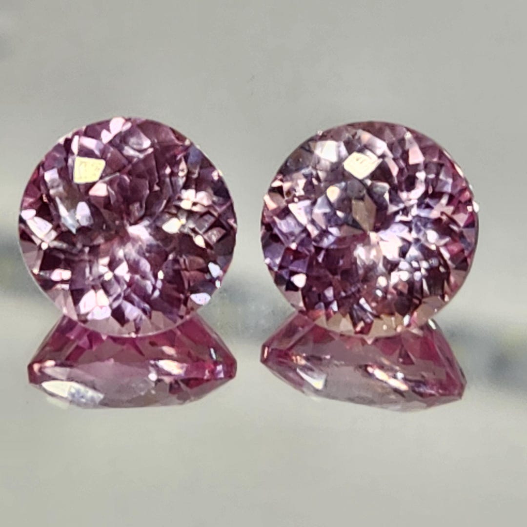 Afgani Soft Pink Kunzite Round Pair Faceted Cut Stone 15 Mm Healing ...