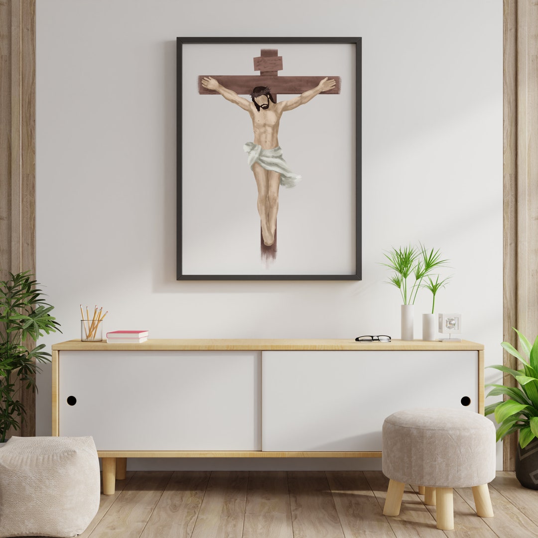 Jesus Christ Crucifixion Watercolor Christ Wall Decor Religious Art ...