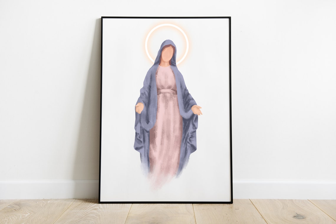 Mother Mary Art Print - Watercolor Christ Wall Decor - Religious Art ...