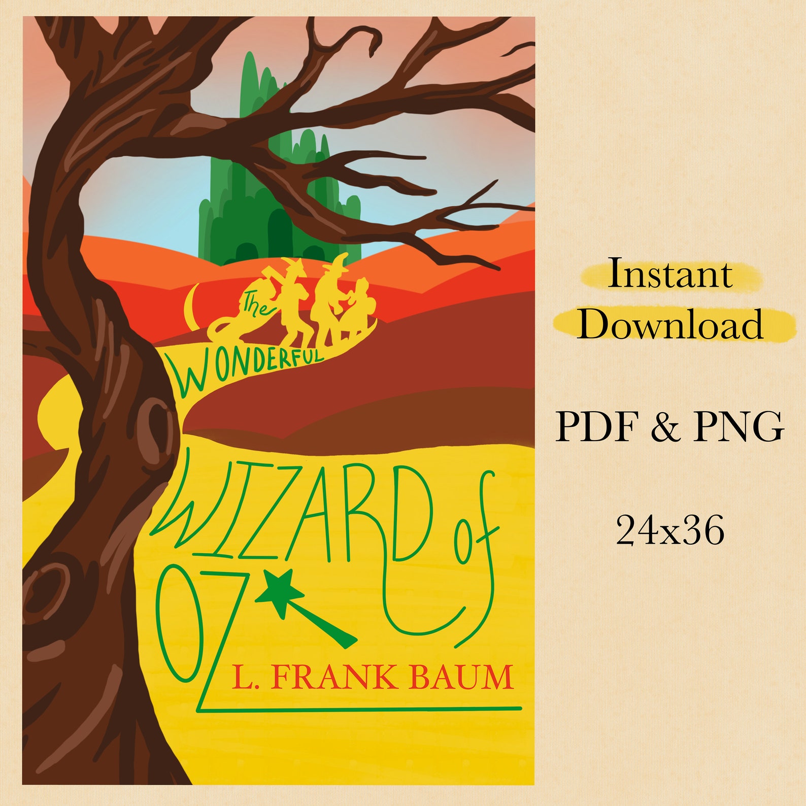 Printable the Wonderful Wizard of Oz Poster Book Wall Art - Etsy