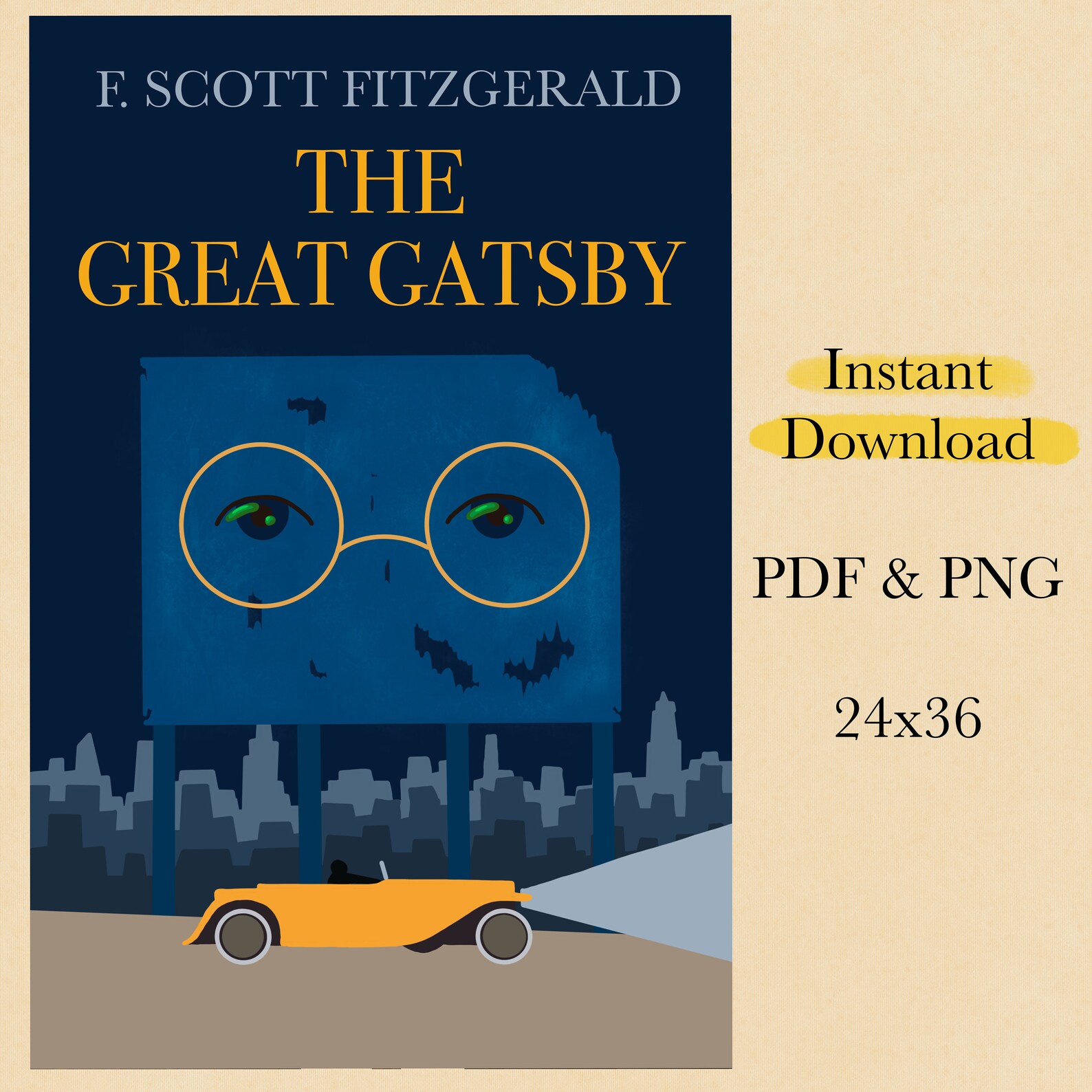 Printable the Great Gatsby Poster Print Fitzgerald Wall Art - Etsy