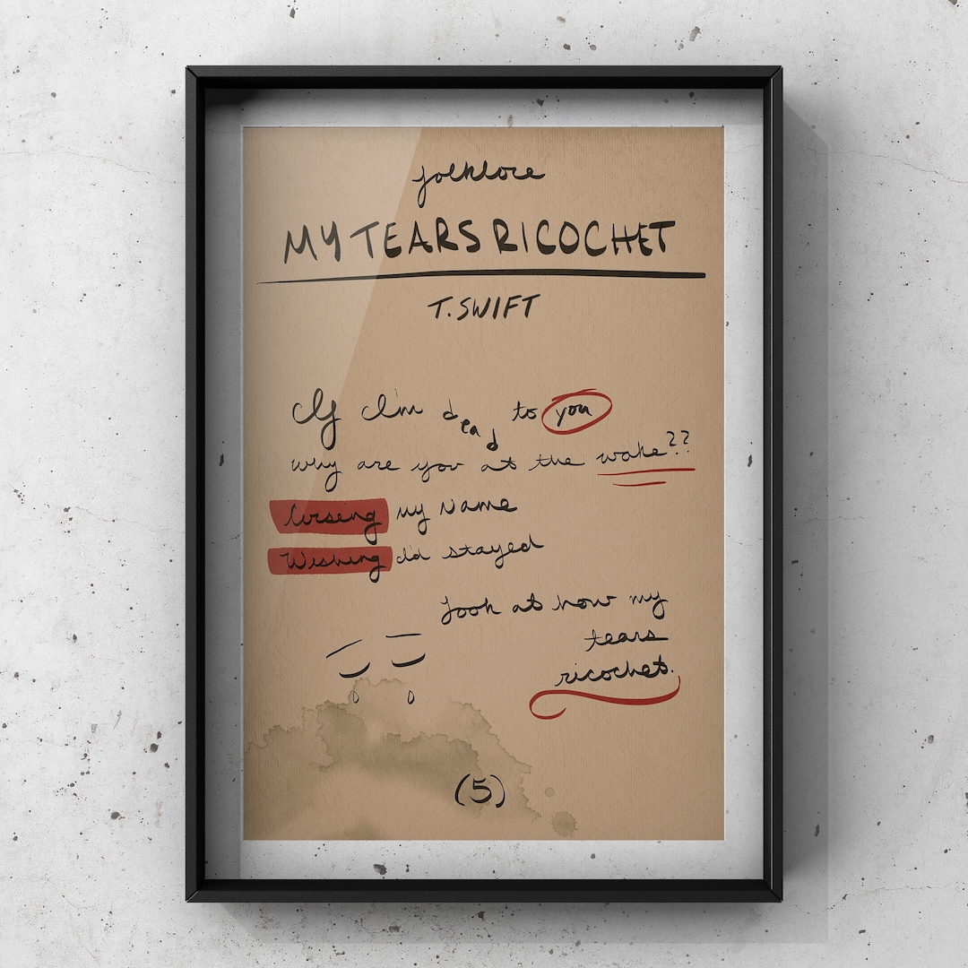 FOLKLORE my Tears Ricochet Lyrics Print Taylor Swift Album Printable ...