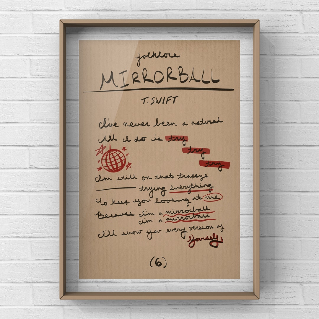 FOLKLORE mirrorball Lyrics Print Taylor Swift Album - Etsy