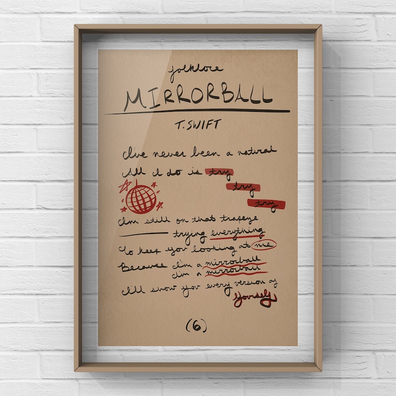 FOLKLORE mirrorball Lyrics Print Taylor Swift Album - Etsy