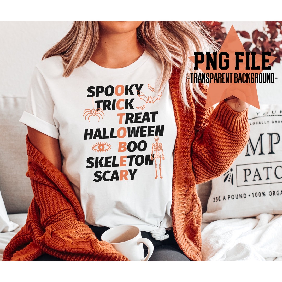 October PNG, Halloween PNG, Spooky, Halloween Clipart, Sublimation ...