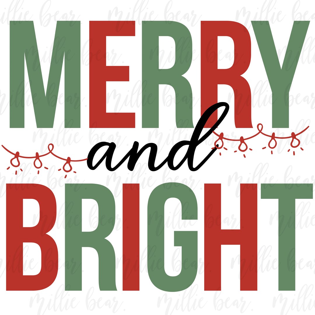 Merry and Bright PNG File, Cute Red and Green Merry and Bright, Merry ...