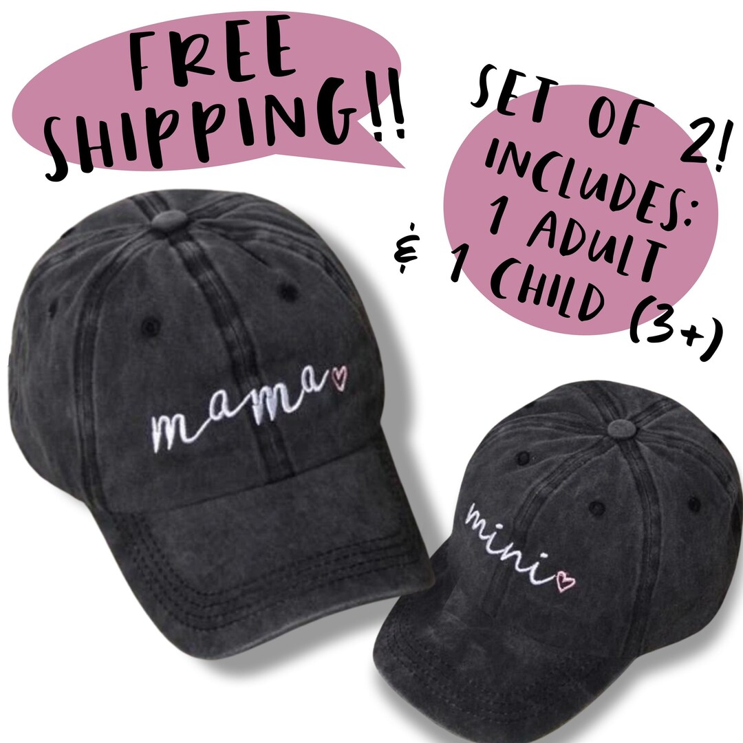MAMA and MINI Matching Baseball Hats Embroidered Mother - Etsy