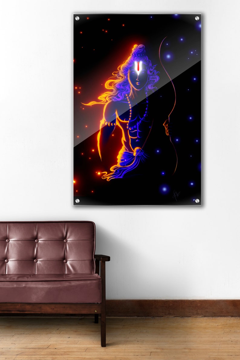 Lord Ram Painting on Acrylic Canvas, Lord Rama Acrylic Printed Wall Art ...