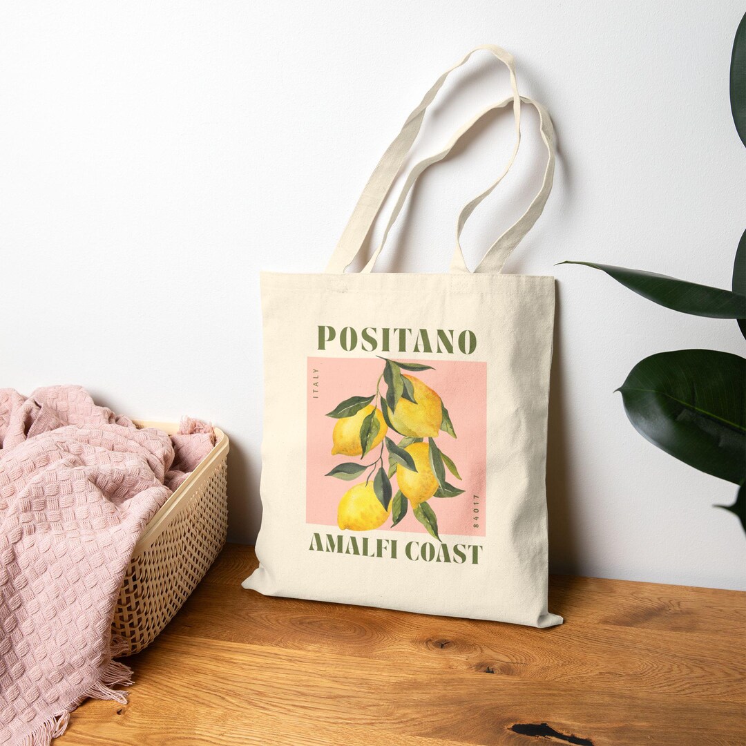 Amalfi Coast Tote Bag, Positano Canvas Bag, Lemon Summer Shoulder Bag ...