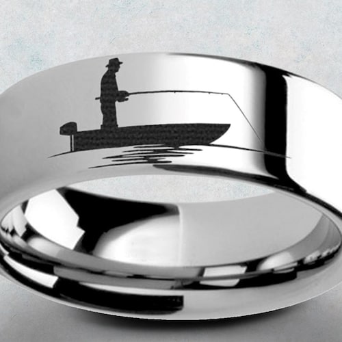 Engraved Boat Fishing Wedding Ring Boat Fishing Promise Ring - Etsy
