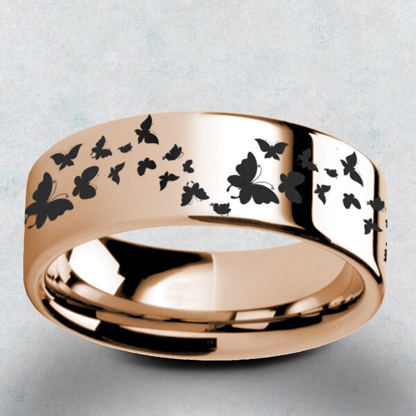 Butterfly Wedding Band - Etsy