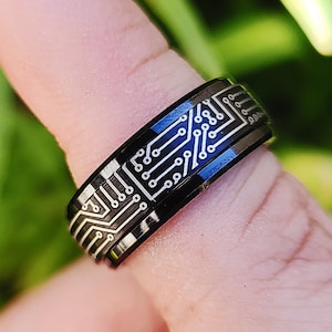 Personalized Laser Engraved Fidget Spinner Ring With Circuit Board ...