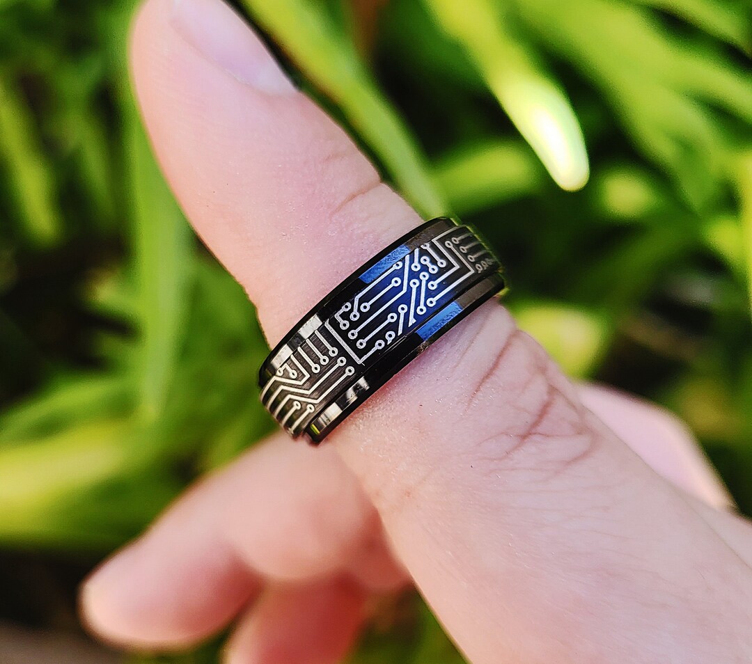 Personalized Laser Engraved Fidget Spinner Ring With Circuit Board ...