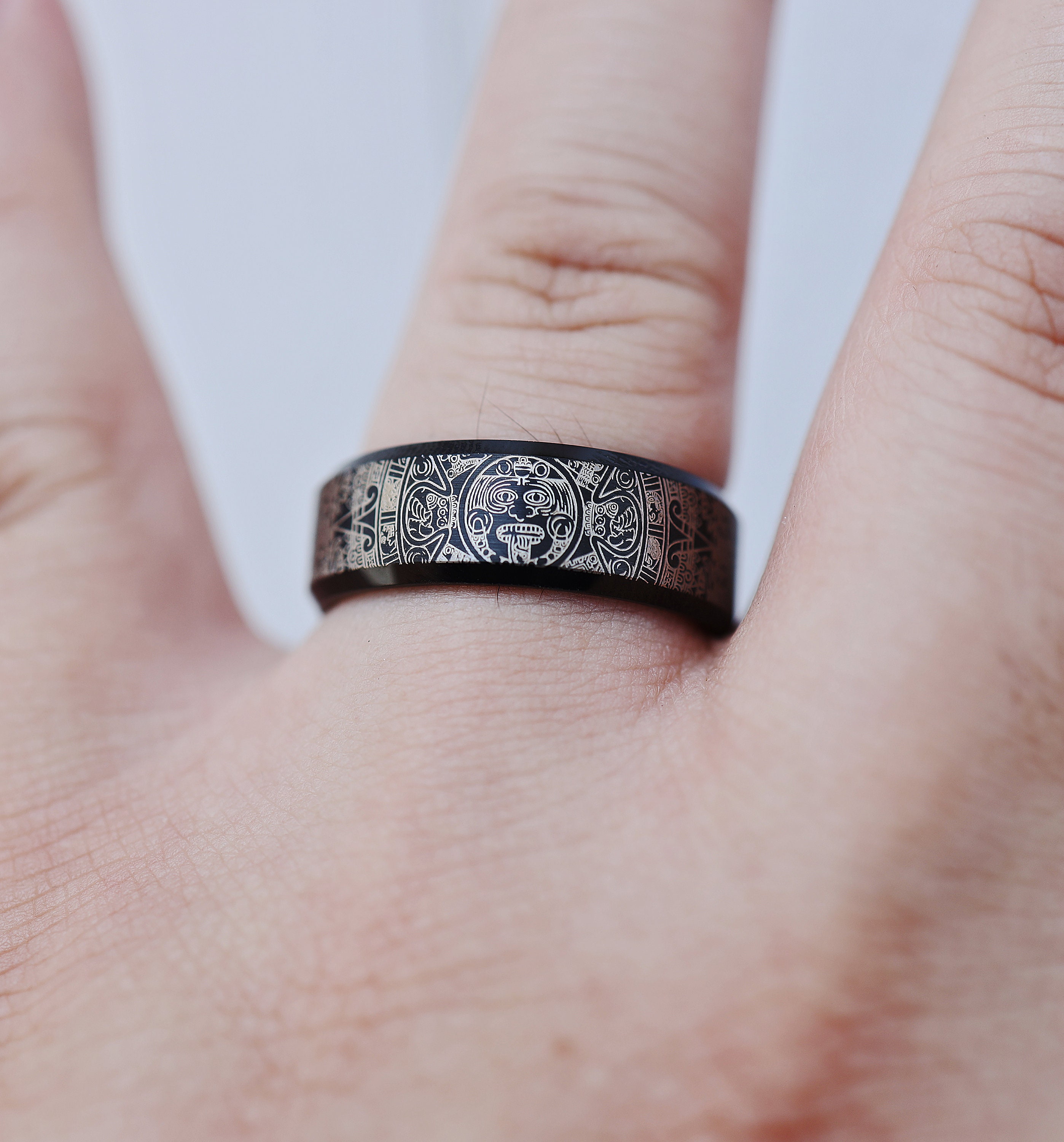 Engraved Ancient Indian Aztec Culture Ring Tribal Pattern | Etsy