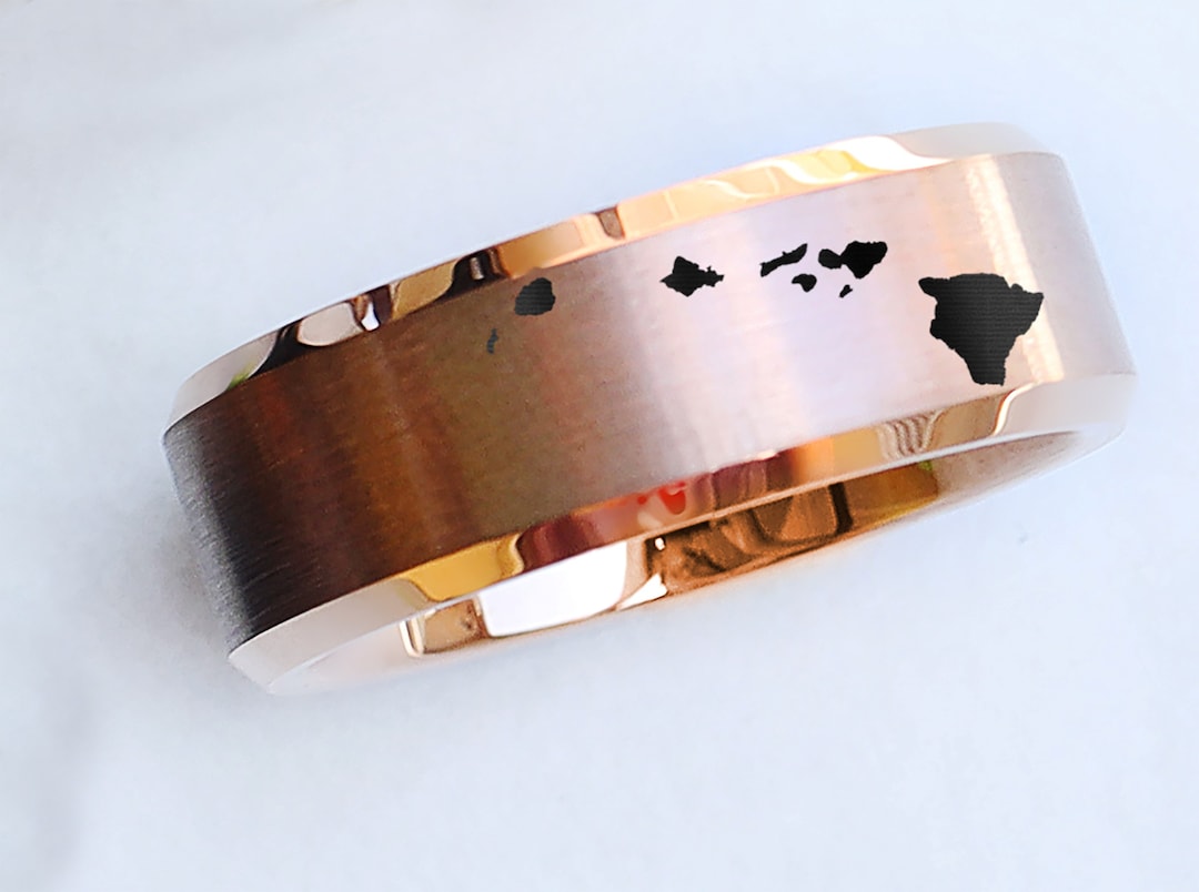 Engraved Hawaii Ring, Hawaii Weding Ring, Hawaii Islands Ring, Hawaiian ...
