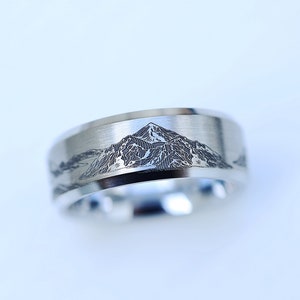 Hyper Detail Engraved Mountain Landscape Ring, 3D Mountain Lines Ring ...