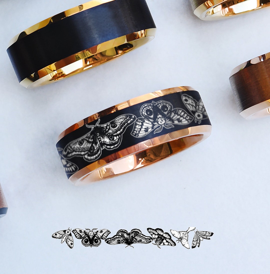 Engraved Moth Ring, Moth Promise Ring, Moth Jewelry, Engraved Moth ...