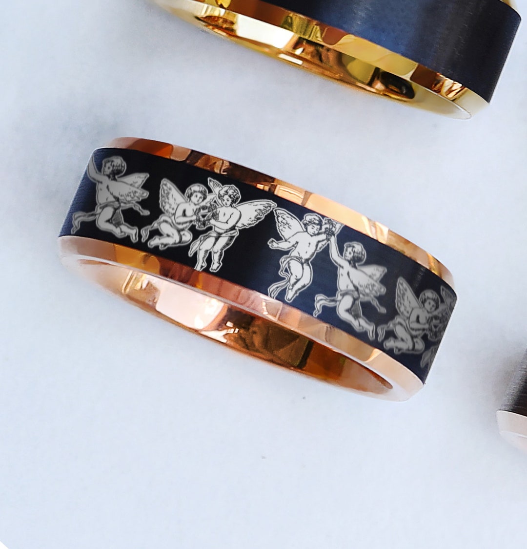 Engraved Angel Ring, Angels Ring, Angel Wing Ring, Angel Wings Promise ...