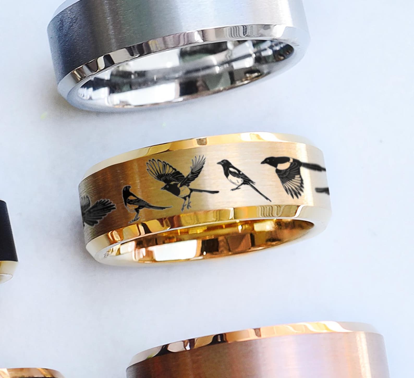 Engraved Magpie Gift, Magpie Ring, Magpie Promise Ring, Magpie Wedding ...