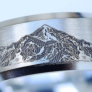 Hyper Detail Engraved Mountain Landscape Ring, 3D Mountain Lines Ring ...