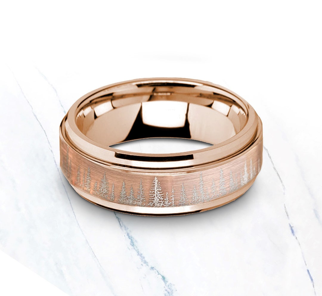 Engraved Pine Tree Ring, Silver Pine Trees Ring, Pine Tree Wedding Ring ...