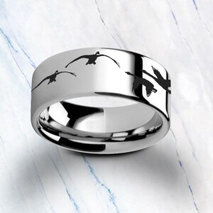 Engraved Group of Flying Geese Promise Tungsten, His and Hers ...