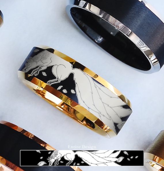 Engraved Japanese Kitsune Ring Kitsune Tail Ring Fox Tail - Etsy