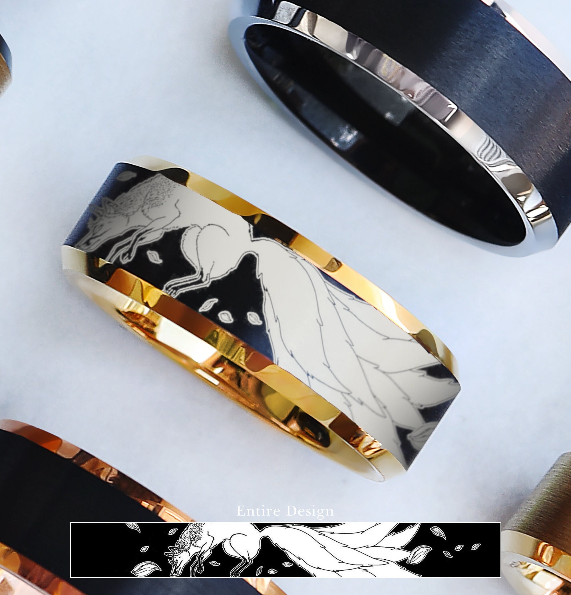 Engraved Japanese Kitsune Ring Kitsune Tail Ring Fox Tail - Etsy