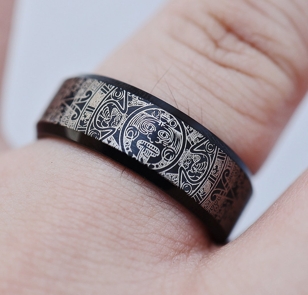 Engraved Ancient Indian Aztec Culture Ring, Tribal Pattern Ring, Aztec ...