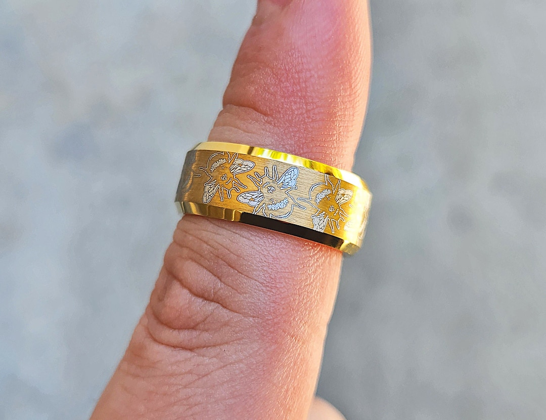 LIGHTLY Engraved Bumble Bee Ring, Detailed Bee Ring, Honey Bee Ring ...