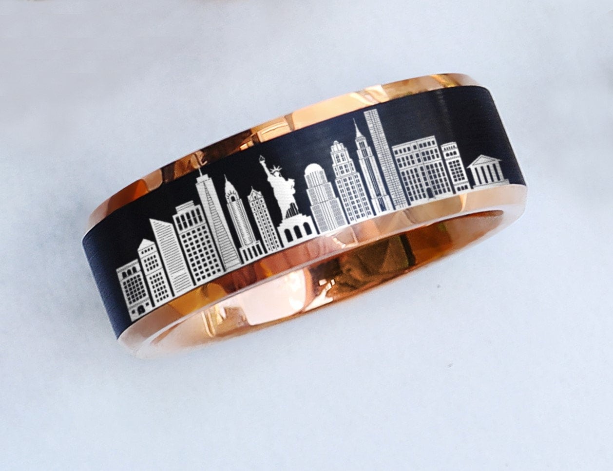 Engraved New York NY Skyline Ring New York Buildings Ring | Etsy