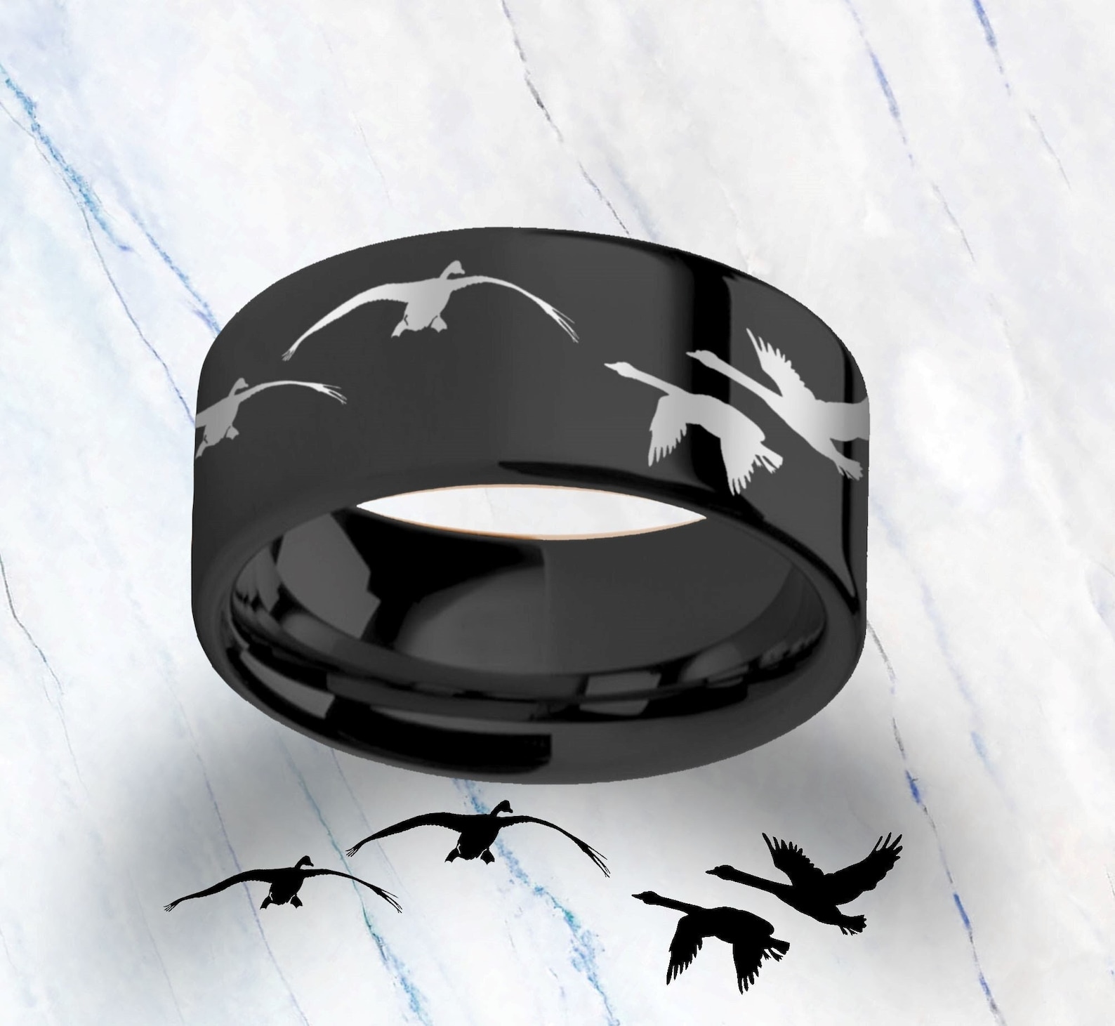 Engraved Group of Flying Geese Promise Tungsten, His and Hers ...