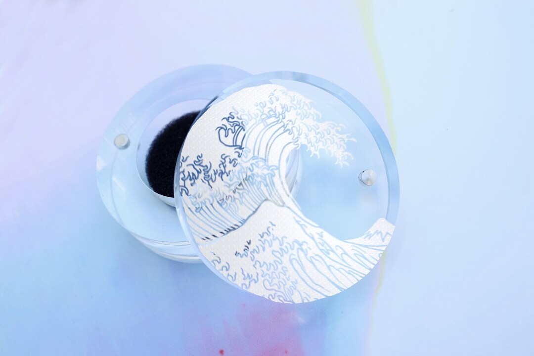 Great Wave of Kanagawa Ring Case, Engraved Clear Acrylic Great Wave Ring Box, Clear Acrylic ...