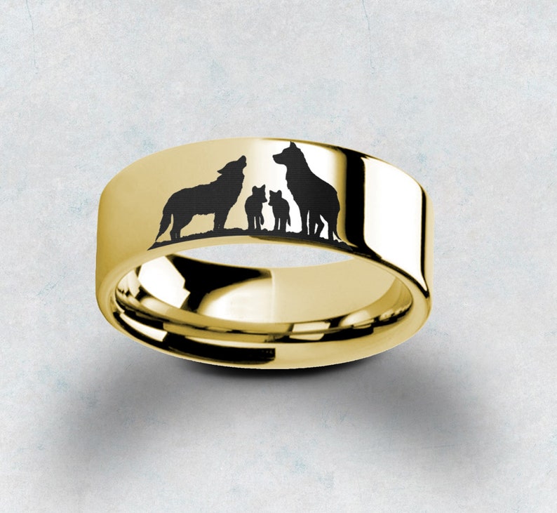 Alpha Wolf Family Engraved Promise Ring Wolf Puppies Wedding - Etsy