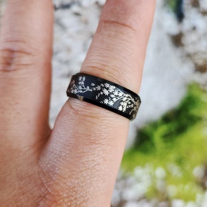 Engraved Japanese Maple Tree Ring, Maple Tree Wedding Ring ,maple Tree ...