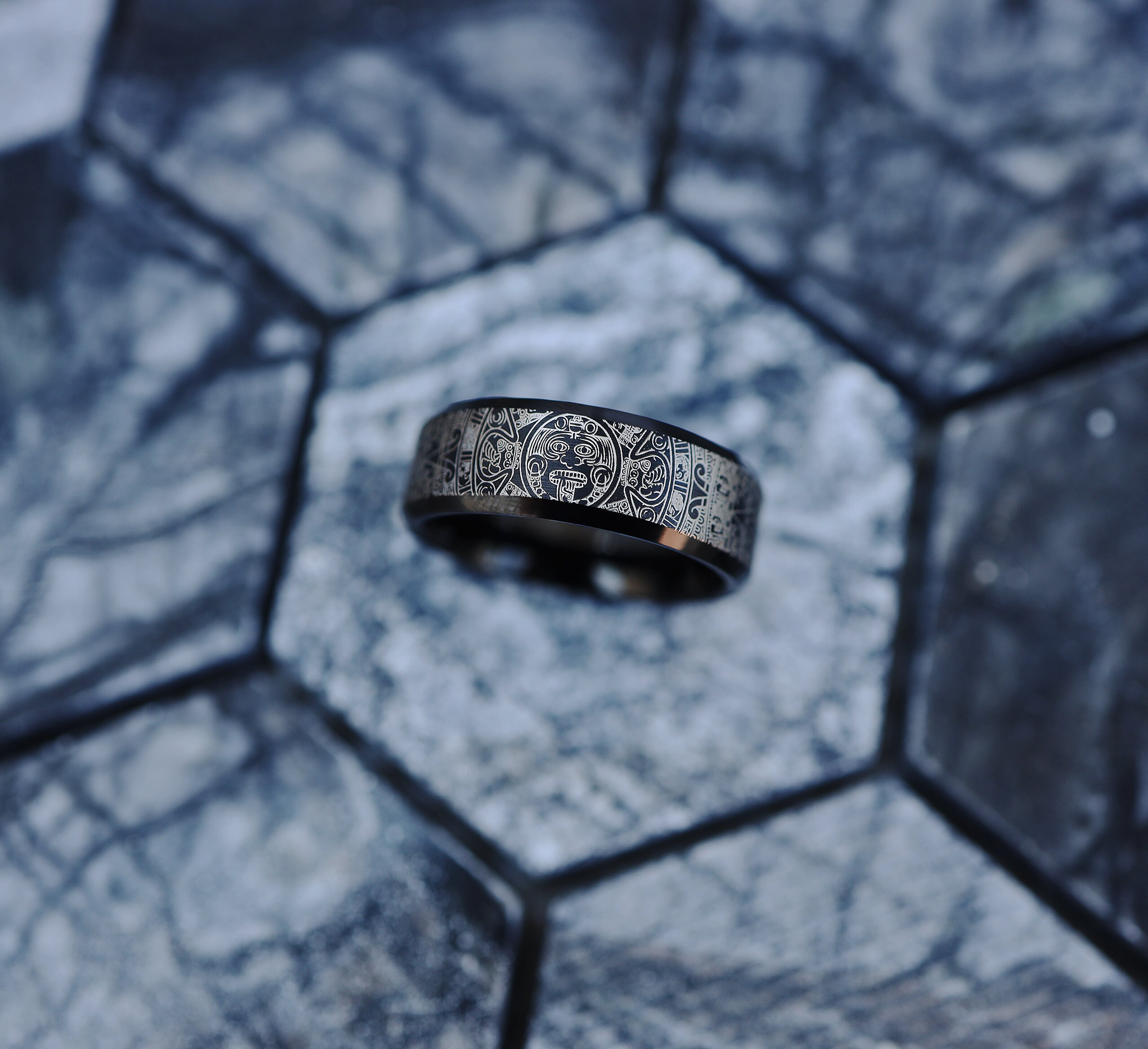 Engraved Ancient Indian Aztec Culture Ring Tribal Pattern | Etsy