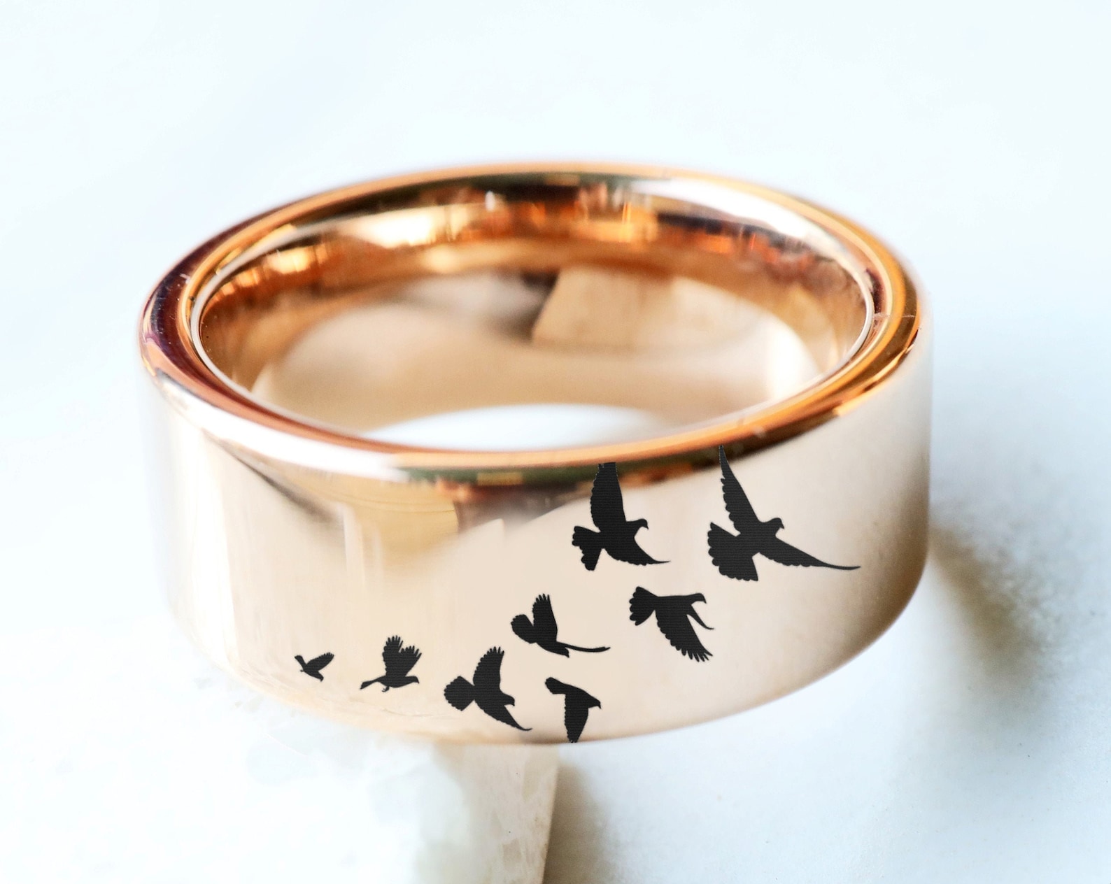Engraved Mourning Doves Promise Ring Flock of Doves Wedding - Etsy