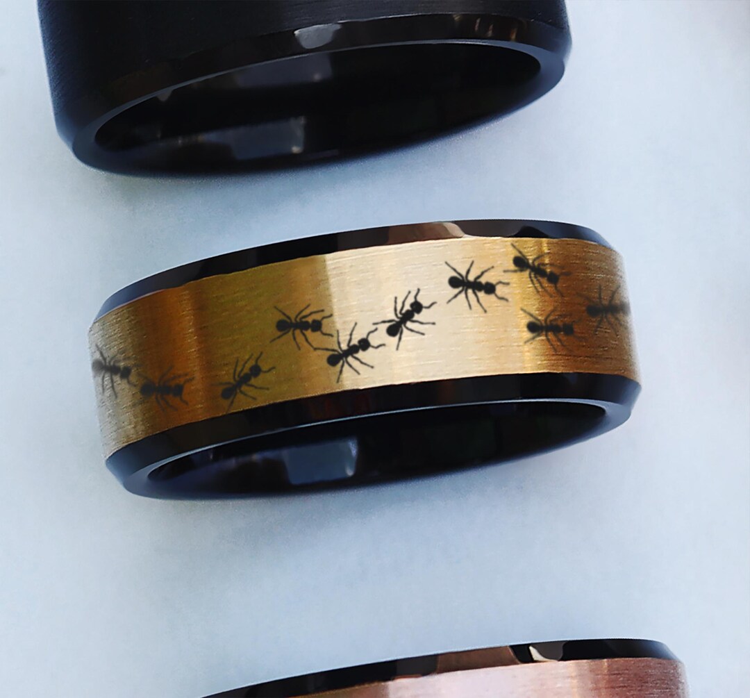Ant Ring, Engraved Marching Ants Promise Ring, His and Hers Engagement ...