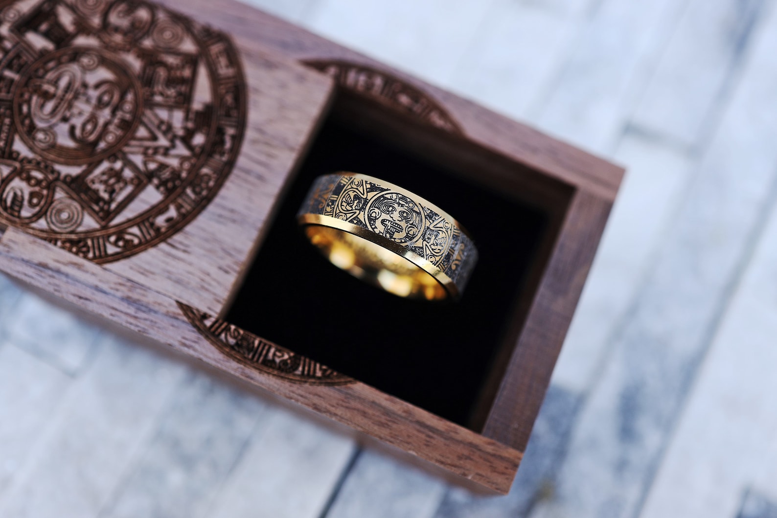Engraved Aztec Culture Ring Engraved Aztec Calendar - Etsy