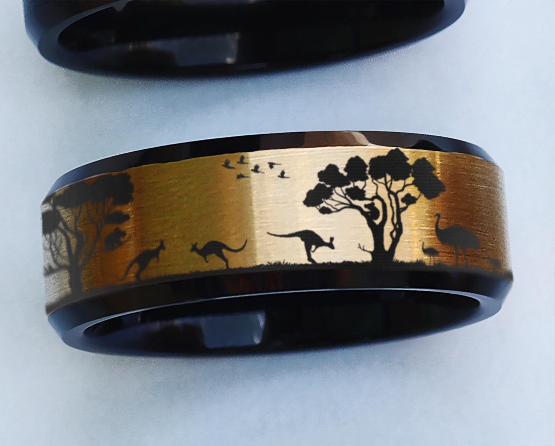 Engraved Australian Outback Ring, Australia Wedding Ring, Australian ...