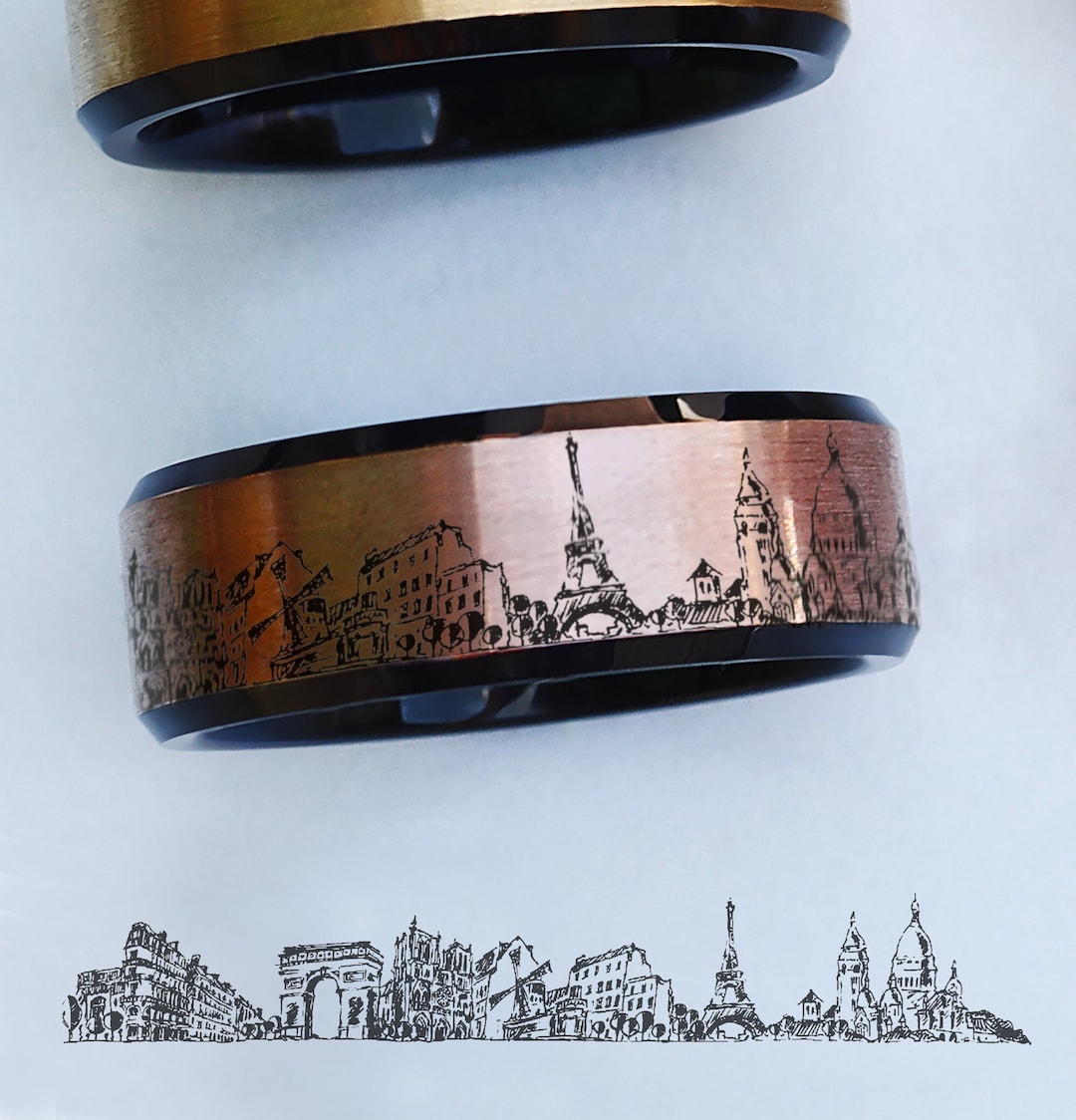Engraved Paris France Scene Ring, Old Paris Scene Ring, French Ring ...