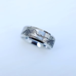 Hyper Detail Engraved Mountain Landscape Ring, 3D Mountain Lines Ring ...